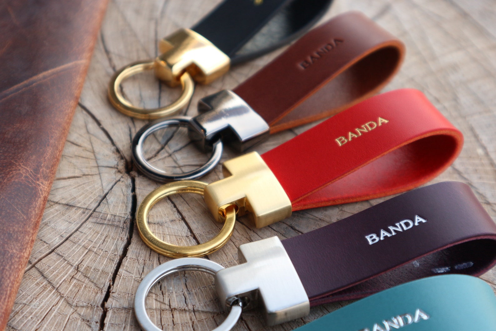 Personalized Leather Keychain Message Leather Keyring Key or - Etsy
