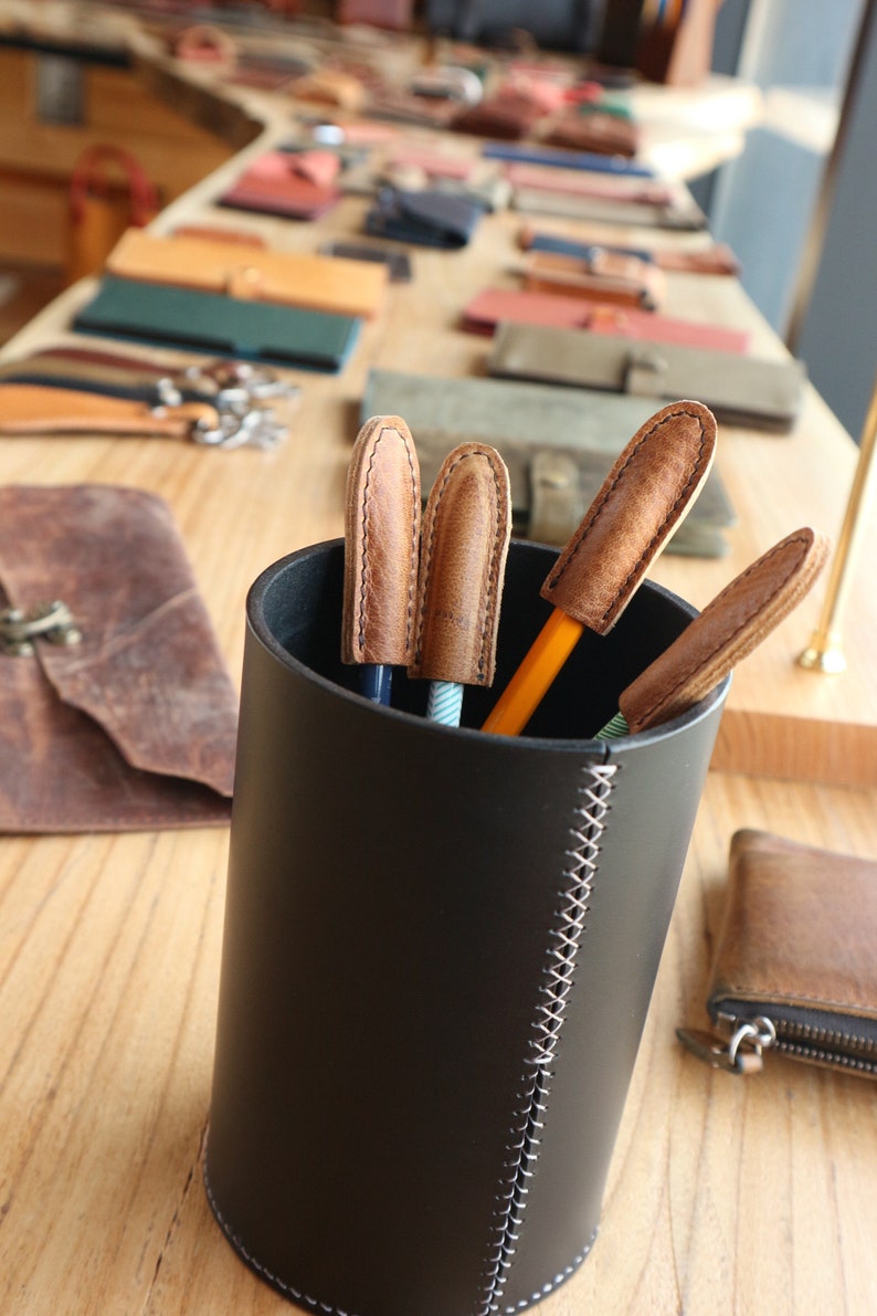 Leather Pencil Cap, Mini Scissors Protector, Brown Leather (pack of 3 ...