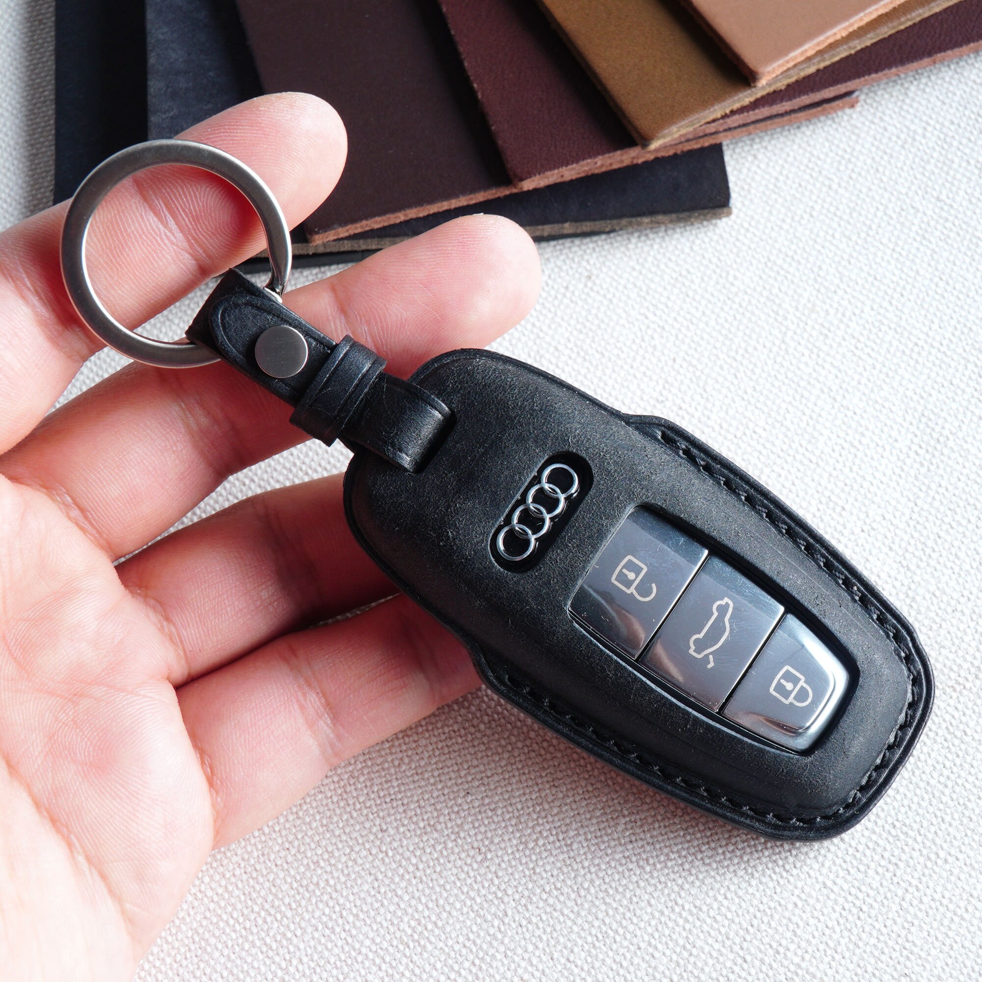 Handmade Leather Audi Car Key Fob Cover, Personalized Keychain - Etsy