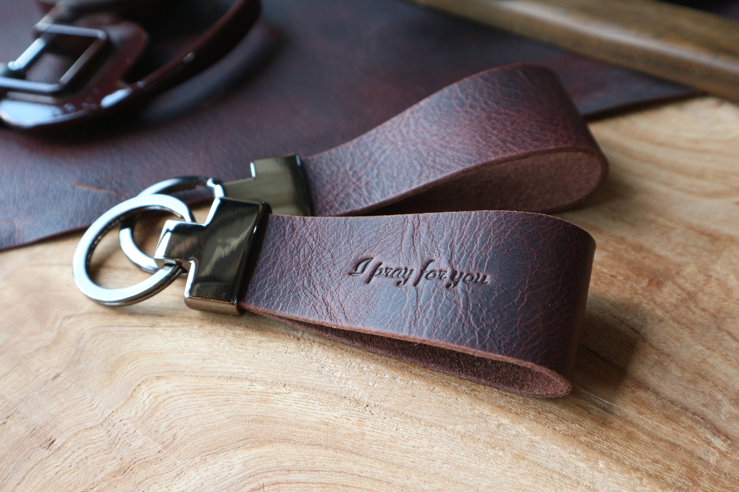 Leather key ring leather initial key ing keyring with | Etsy