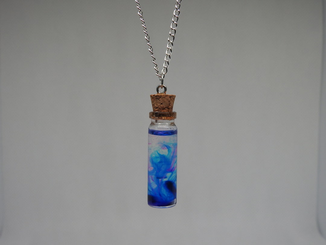 Blue and Purple Swirled Resin Potion Bottle Pendant - Etsy