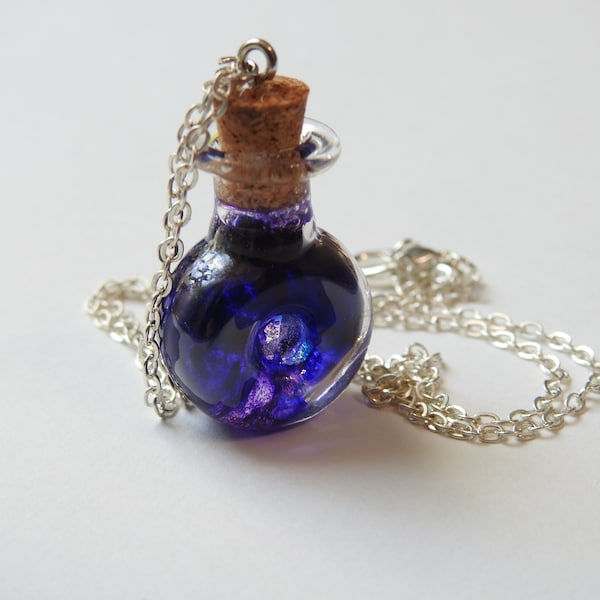Blue Swirled Resin Potion Bottle Pendant - Etsy