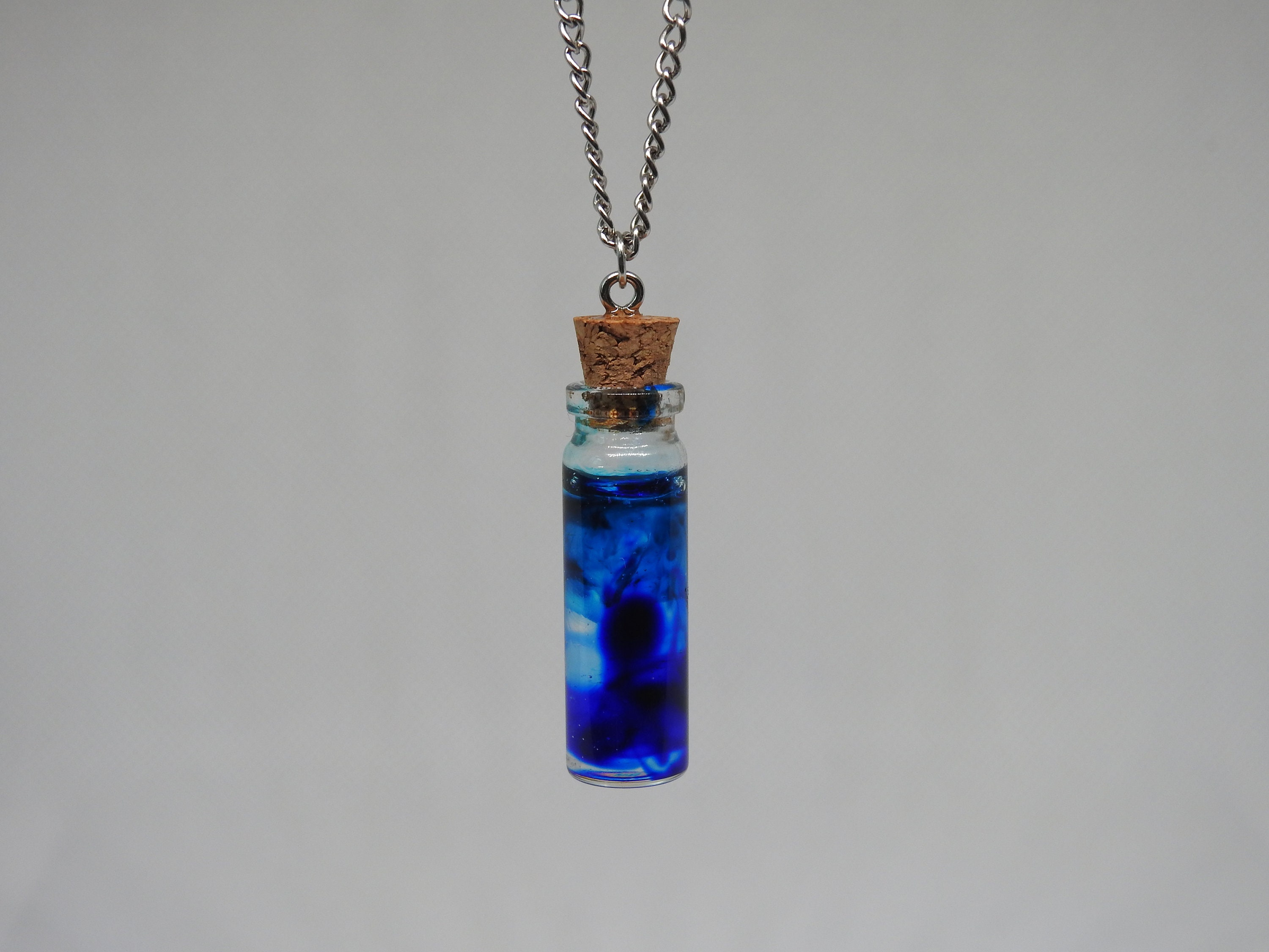 Blue Swirled Resin Potion Bottle Pendant - Etsy