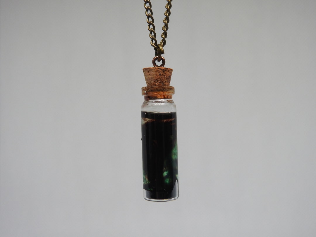 Brown and Green Swirled Resin Potion Bottle Pendant - Etsy