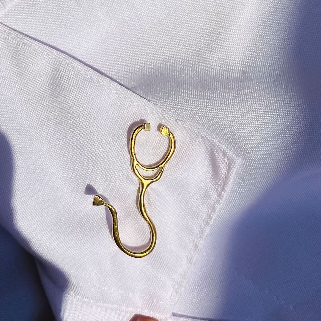 Handmade Customizable Brass Stethoscope Brooch, Medical Doctor Jewelry ...