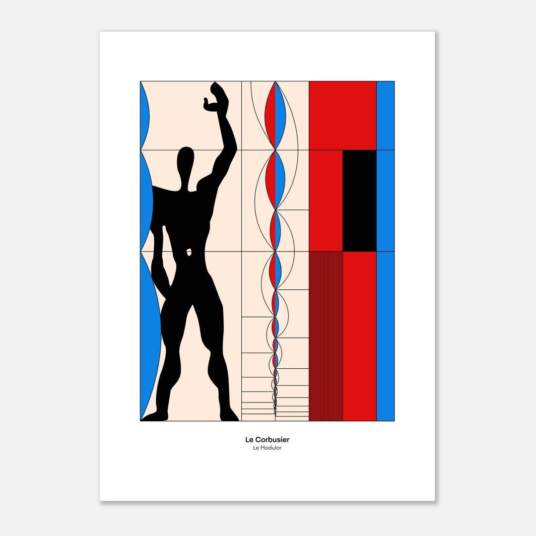 Le Corbusier Modulor Concept Art Print - Colorful Fine-art Illustration ...