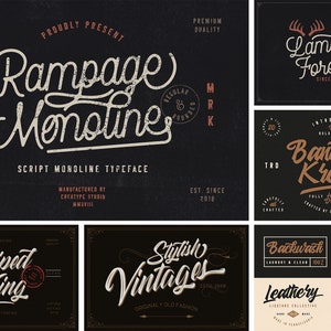 Vintage & Retro Font Bundle for Vintage Style, Retro Style, Procreate ...