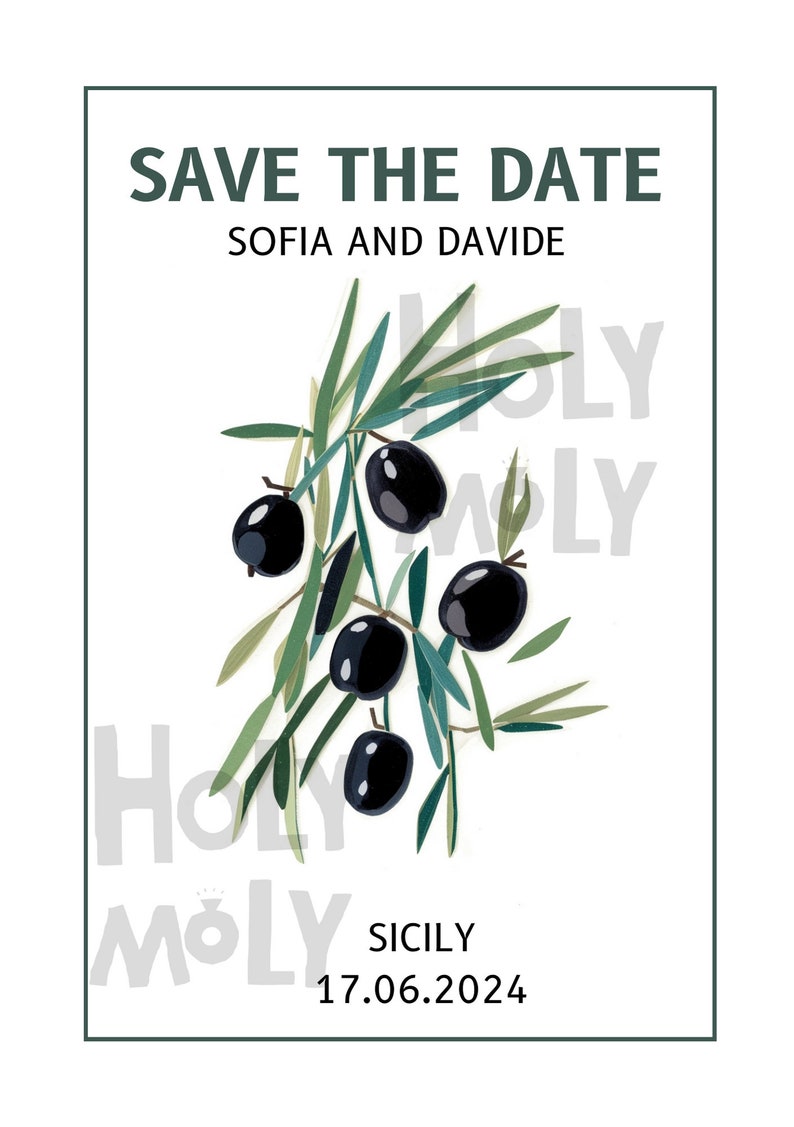 Printable Unique Italian Olives Save the Date Canva Template Vintage ...