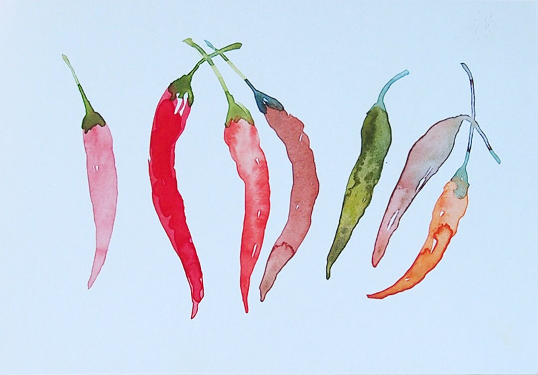 Chilli Party,watercolor Home Decor,original Watercolour Painting ...