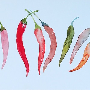Chilli Party,watercolor Home Decor,original Watercolour Painting ...