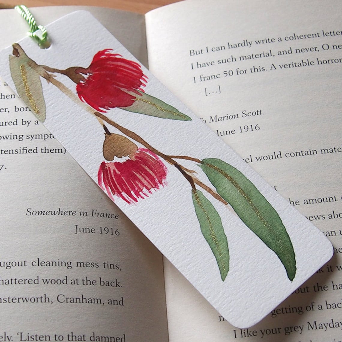 Original Watercolor Painting Bookmark, Floral Bookmark, Hand Painted ...