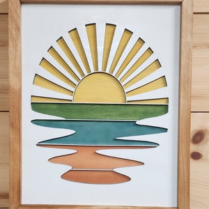 Sunrise Sunset Wall Art, Boho Wall Art, Minimalist Art, Wood Wall Art ...