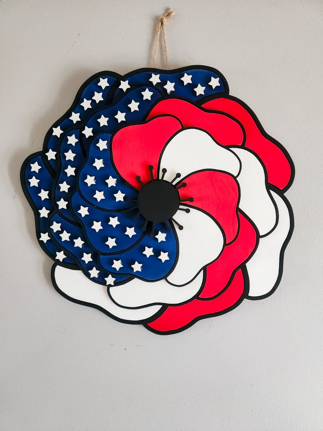 Patriotic Poppy Door Hanger Flag - Etsy