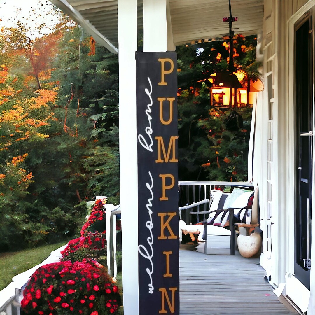 Welcome Home Pumpkin Fall Porch Sign, Porch Sign, Fall Sign, Farmhouse ...