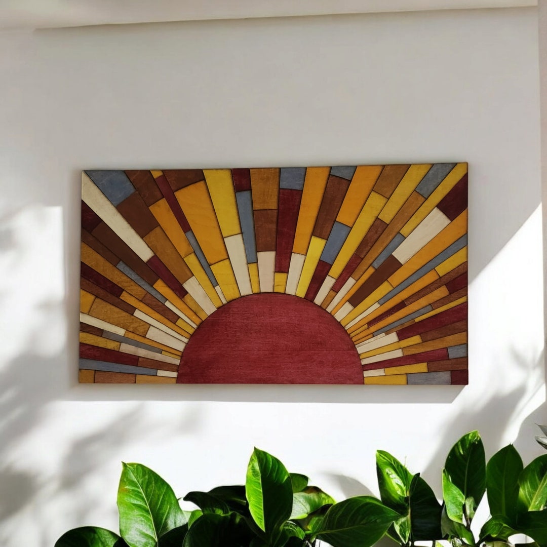 Sunrise Wall Art, Boho Wall Art, Minimalist Art, Wood Wall Art ...