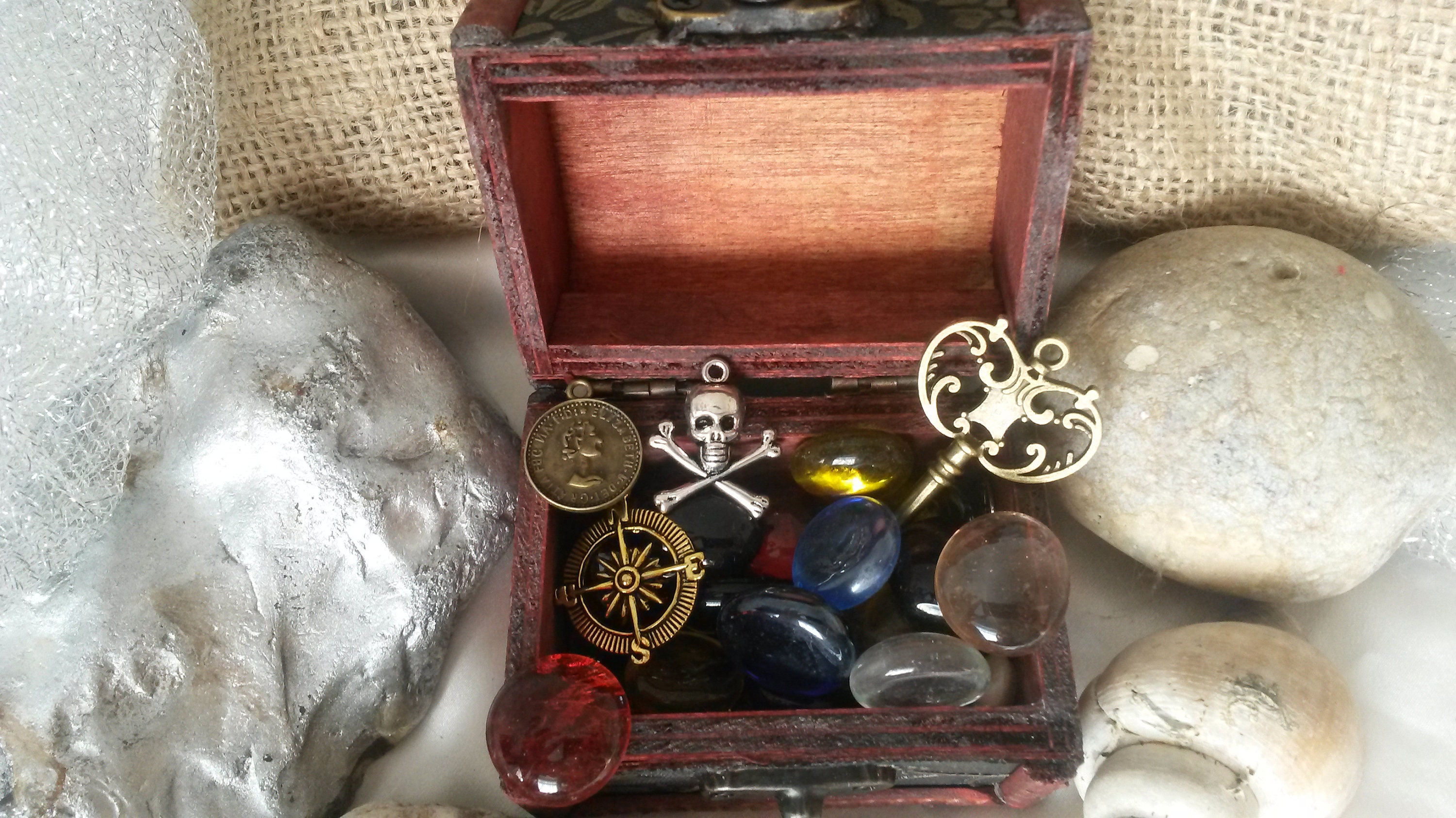 Mini Wooden Treasure Chest Filled With Glittering Pirate - Etsy