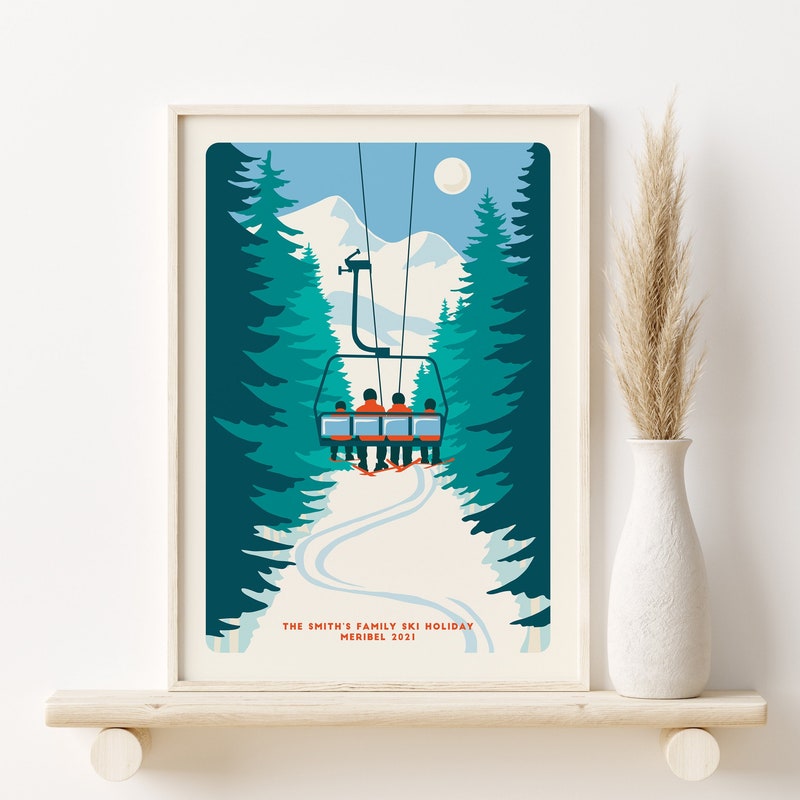 Family Ski House Print - Etsy UK