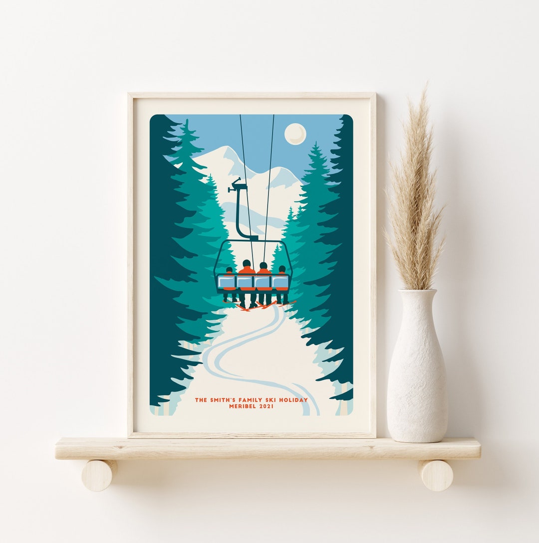 Custom Family Ski Print, Custom Couple Ski Poster, Personalised Family ...