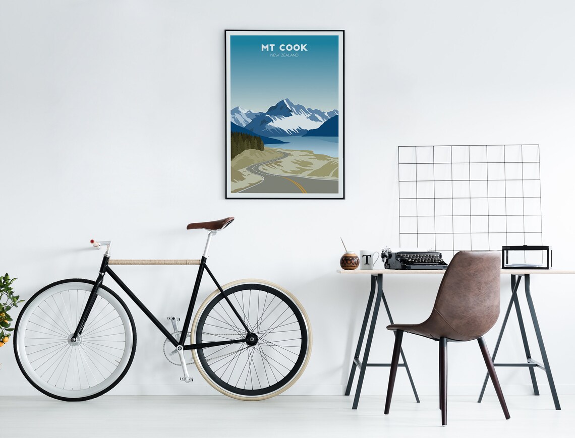 Mt Cook print New Zealand Mountain Print Vintage Travel | Etsy