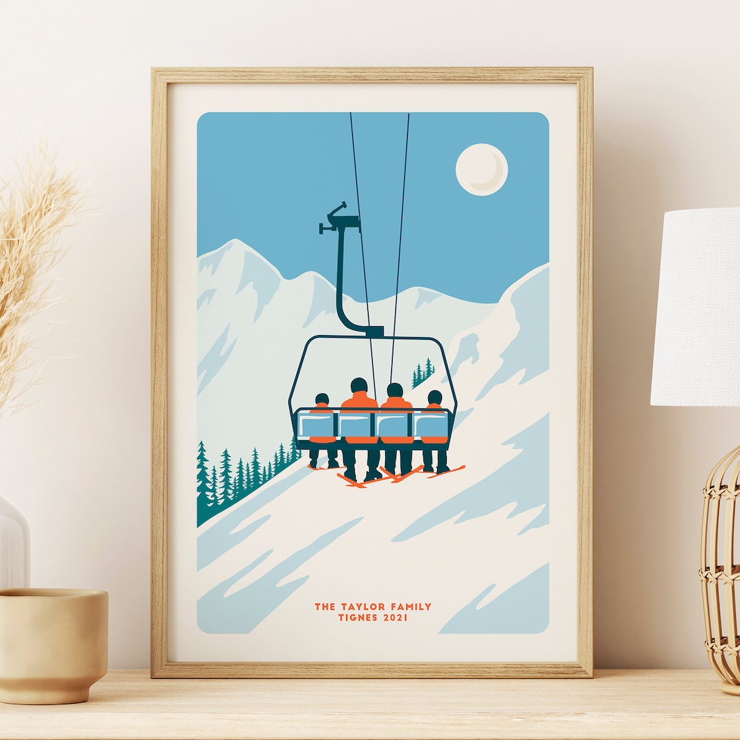 DIGITAL DOWNLOAD - Personalised Family Ski Print, Custom Couple Ski ...