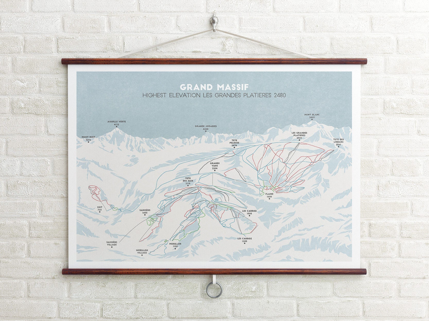 Grand Massif Ski Piste Map Flaine Les Carroz Ski Map Ski - Etsy UK