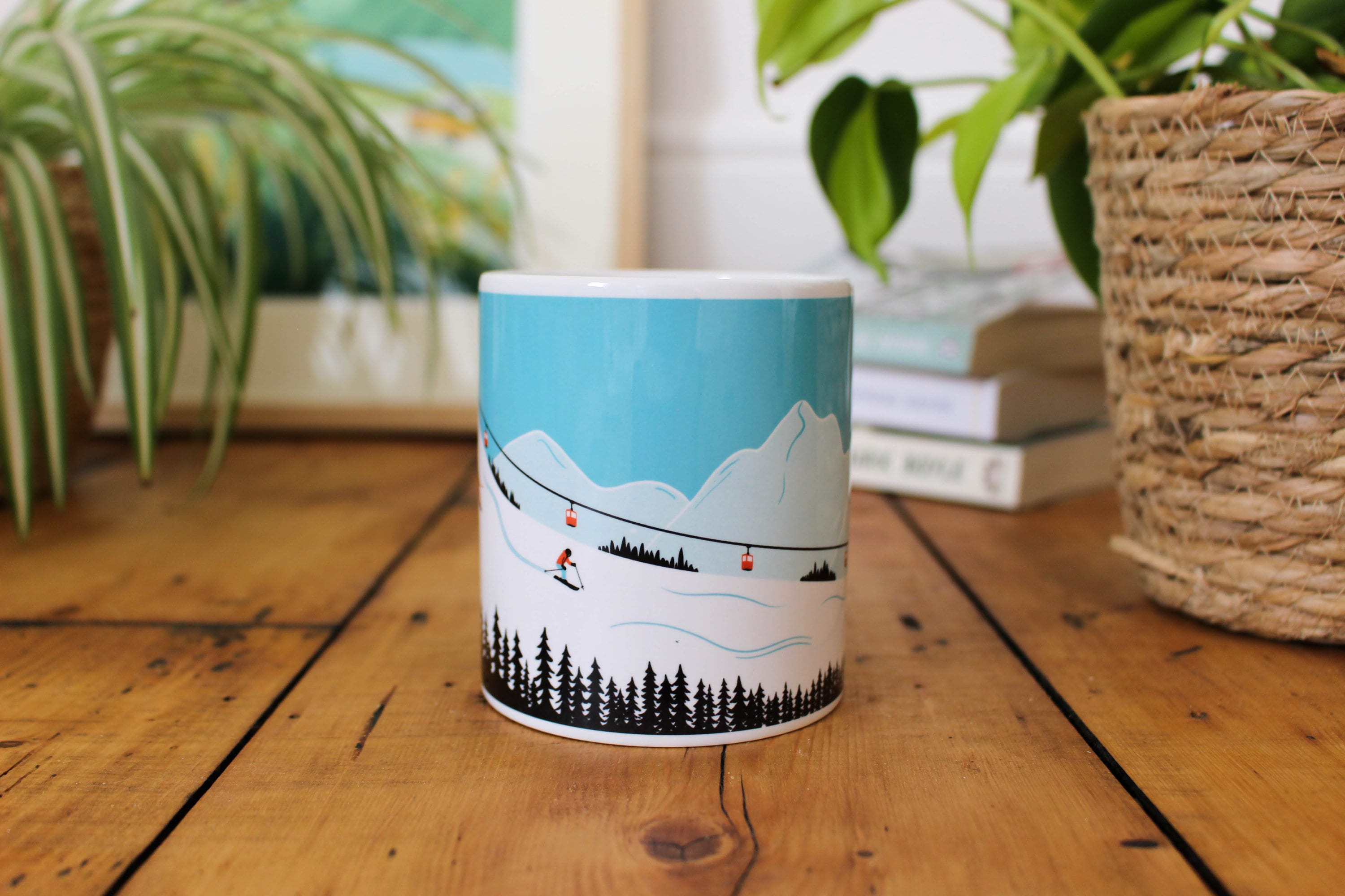 Set of 2 Ski Mugs, Skiers Mug, Skiing Mug, Ski Scene Mug, Ski Gift ...