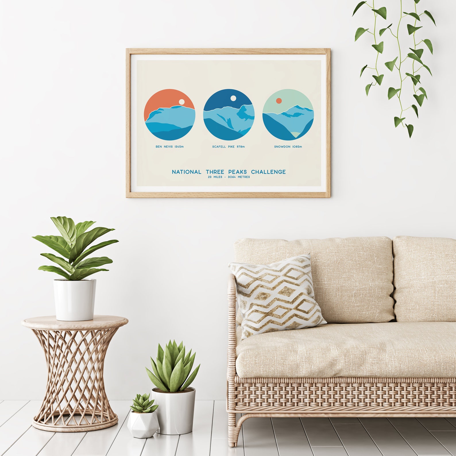 UK National Three Peaks Challenge Poster, Ben Nevis, Scafell Pike ...