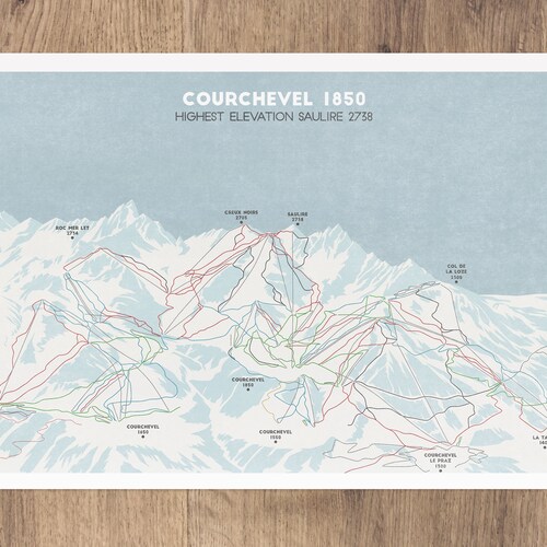 3 Valleys Ski Piste Map Poster/print courchevel Meribel - Etsy UK