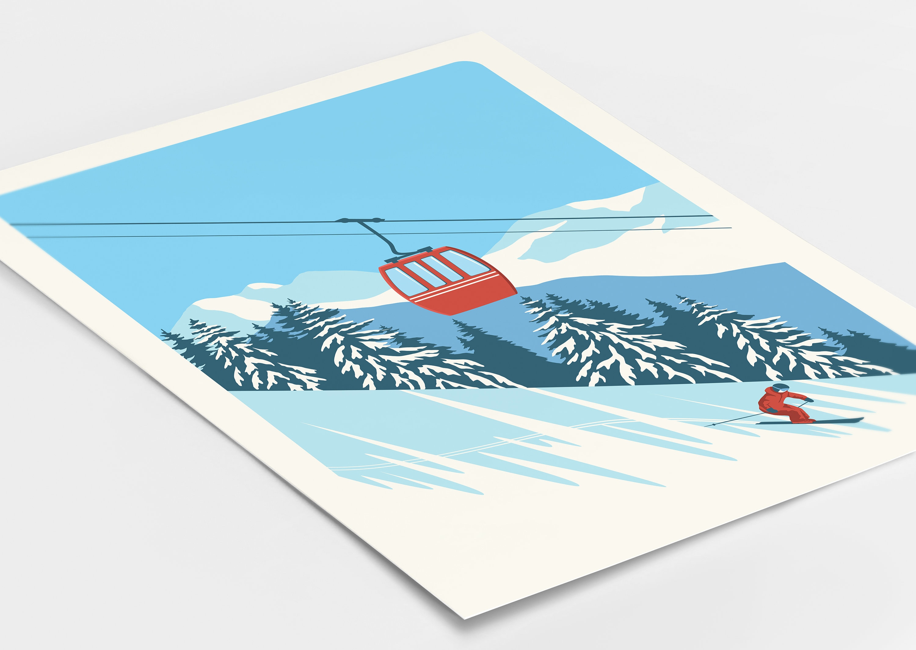 Custom Ski Resort Poster Ski Print Skier Print Ski Lift | Etsy
