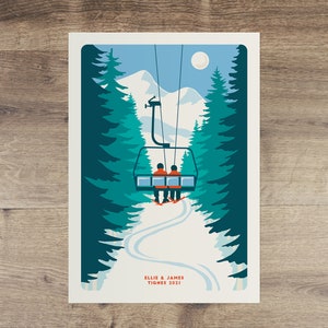 Custom Family Ski Print, Custom Couple Ski Poster, Personalised Family ...