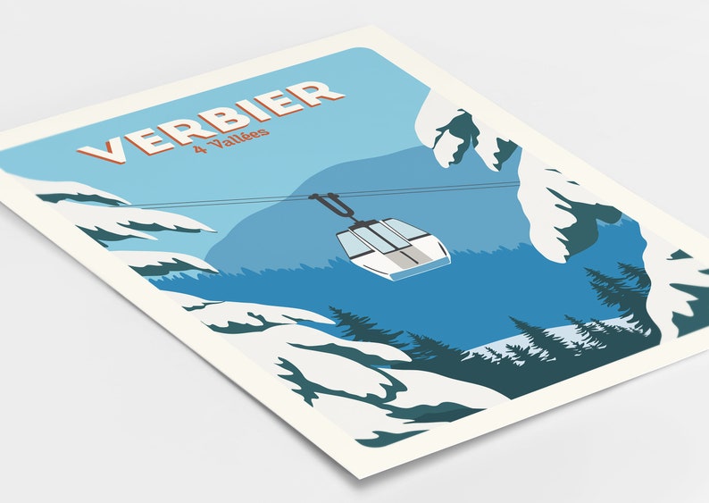 Verbier Ski Lift Ski Resort Poster 4 Valleys Vintage Travel - Etsy