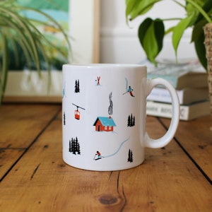 Set of 2 Ski Mugs, Skiers Mug, Skiing Mug, Ski Scene Mug, Ski Gift ...