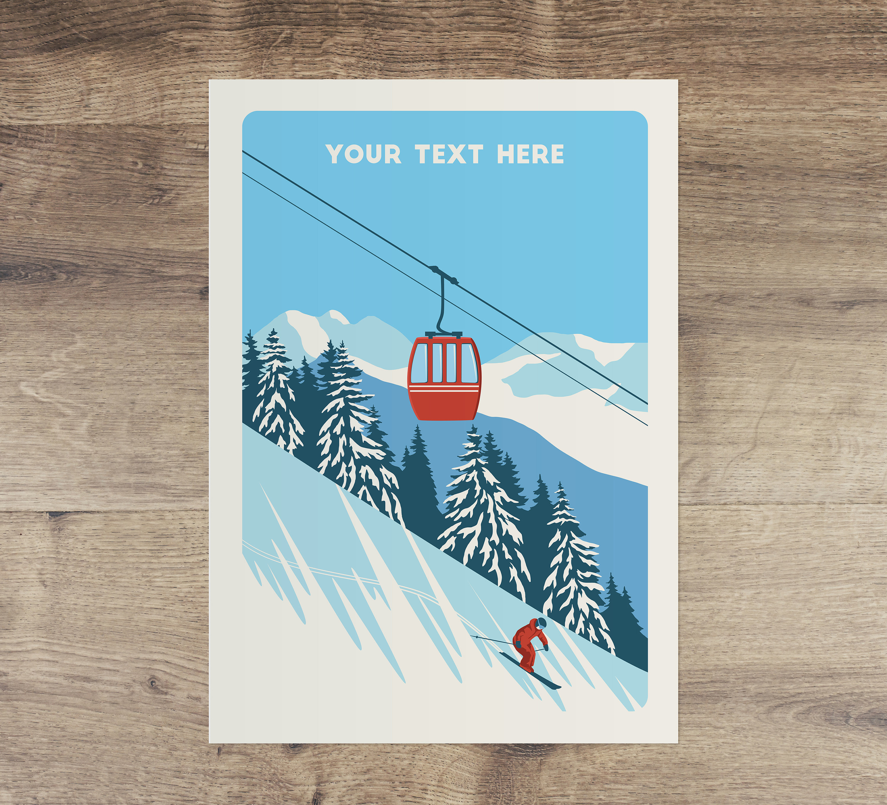Custom Ski Resort Poster Ski Print Skier Print Ski Lift | Etsy