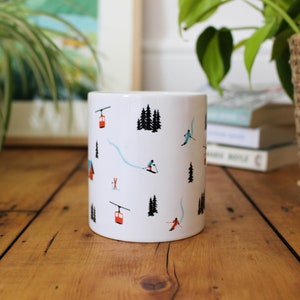 Set of 2 Ski Mugs, Skiers Mug, Skiing Mug, Ski Scene Mug, Ski Gift ...