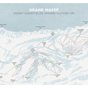 Grand Massif Ski Piste Map, Flaine, Les Carroz, Ski Map, Ski Art ...
