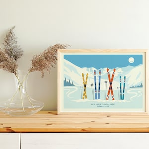 Custom Family Ski's Print, Custom Snowboards Poster, Personalised ...