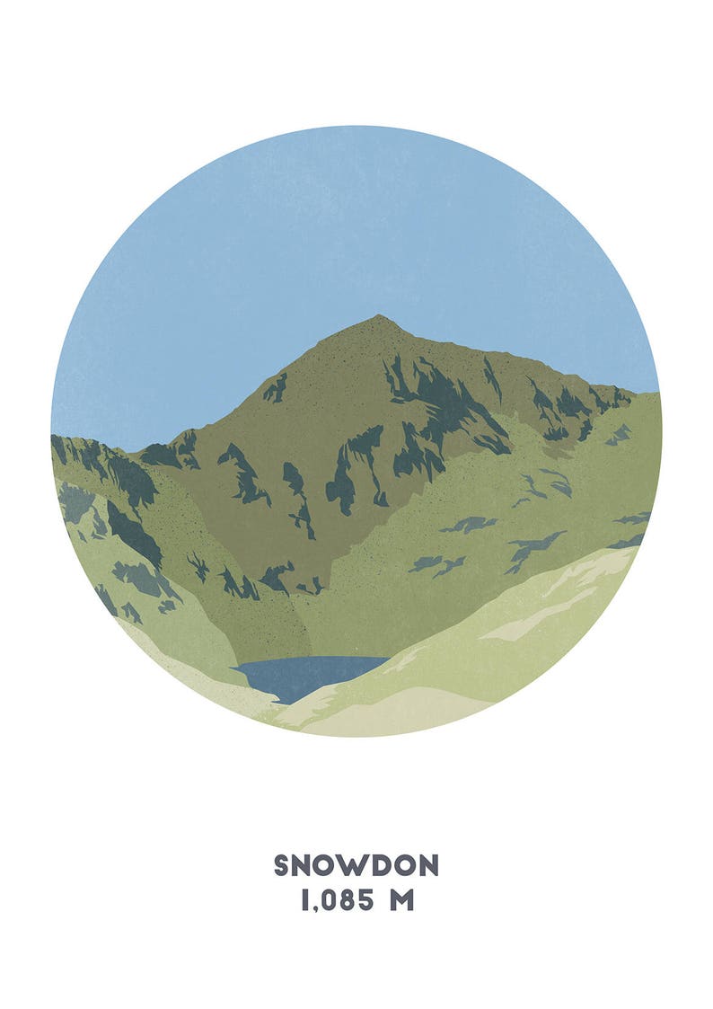Snowdon Mountain Print, Snowdonia, Three Peaks Challenge, A4 Print, A3 ...