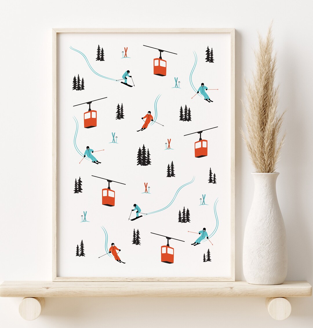 Ski Print, Ski Repeat Pattern, Ski Poster - Etsy