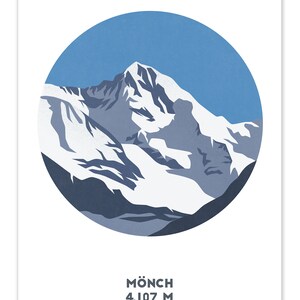 Monch Mountain Print, Switzerland - Etsy UK
