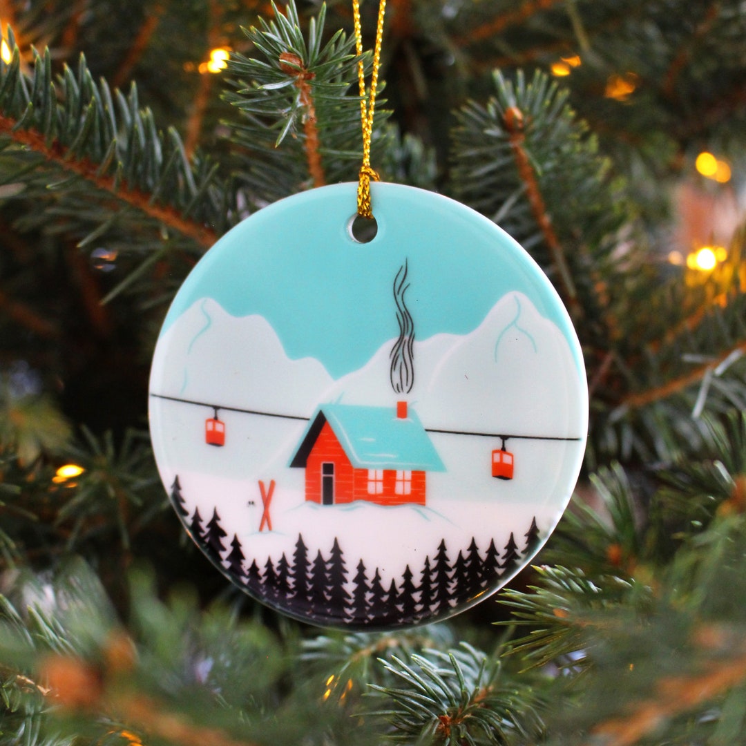 Ski Cabin, Ski Ceramic Christmas Baubles, Christmas Ski Gift - Etsy UK