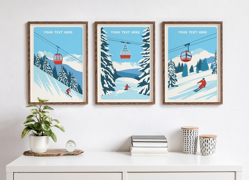 Custom Vintage Ski Resort Posters, Set of 3 - Etsy