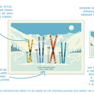 Custom Family Ski's Print, Custom Snowboards Poster, Personalised ...