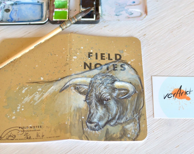 Notebook Bull Unique No. 6 Field Notes Ink Watercolor - Etsy