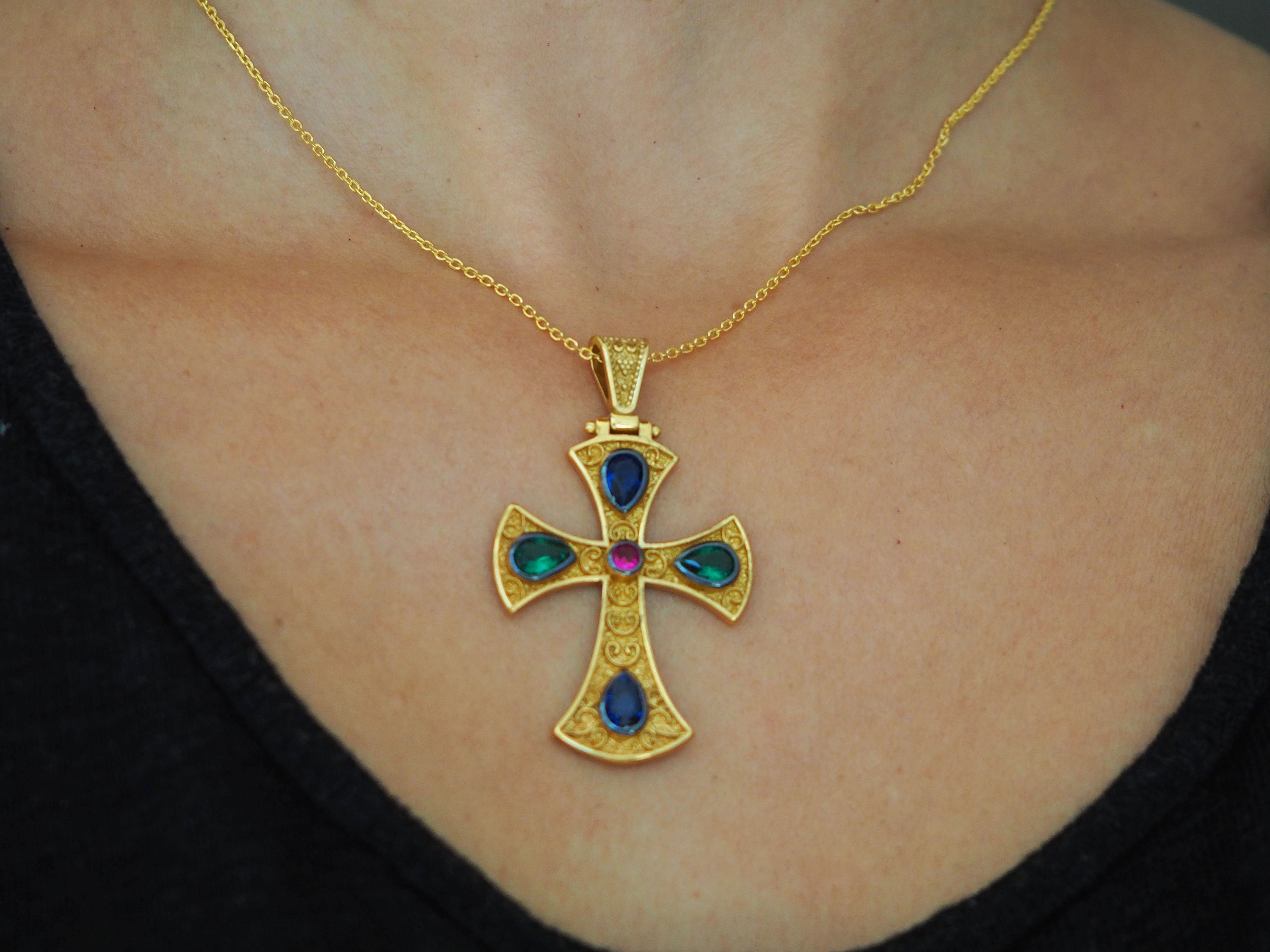 Ancient Greek Cross Cross Talisman Made of 925 Silver, Gold Orthodox ...