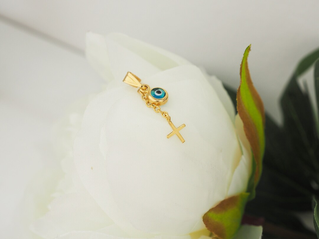 Evil Eye Cross Necklace, Greek Sterling Silver Protection Cross, - Etsy