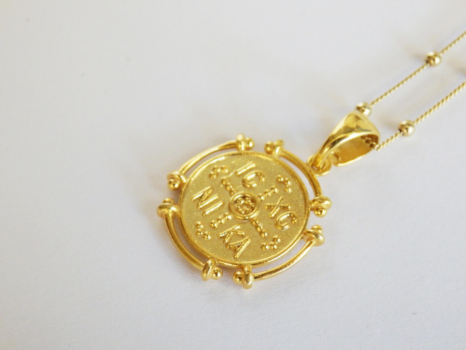 Constantine Talisman Made of 925 Silver, Gold Medallion Greek Pendant ...