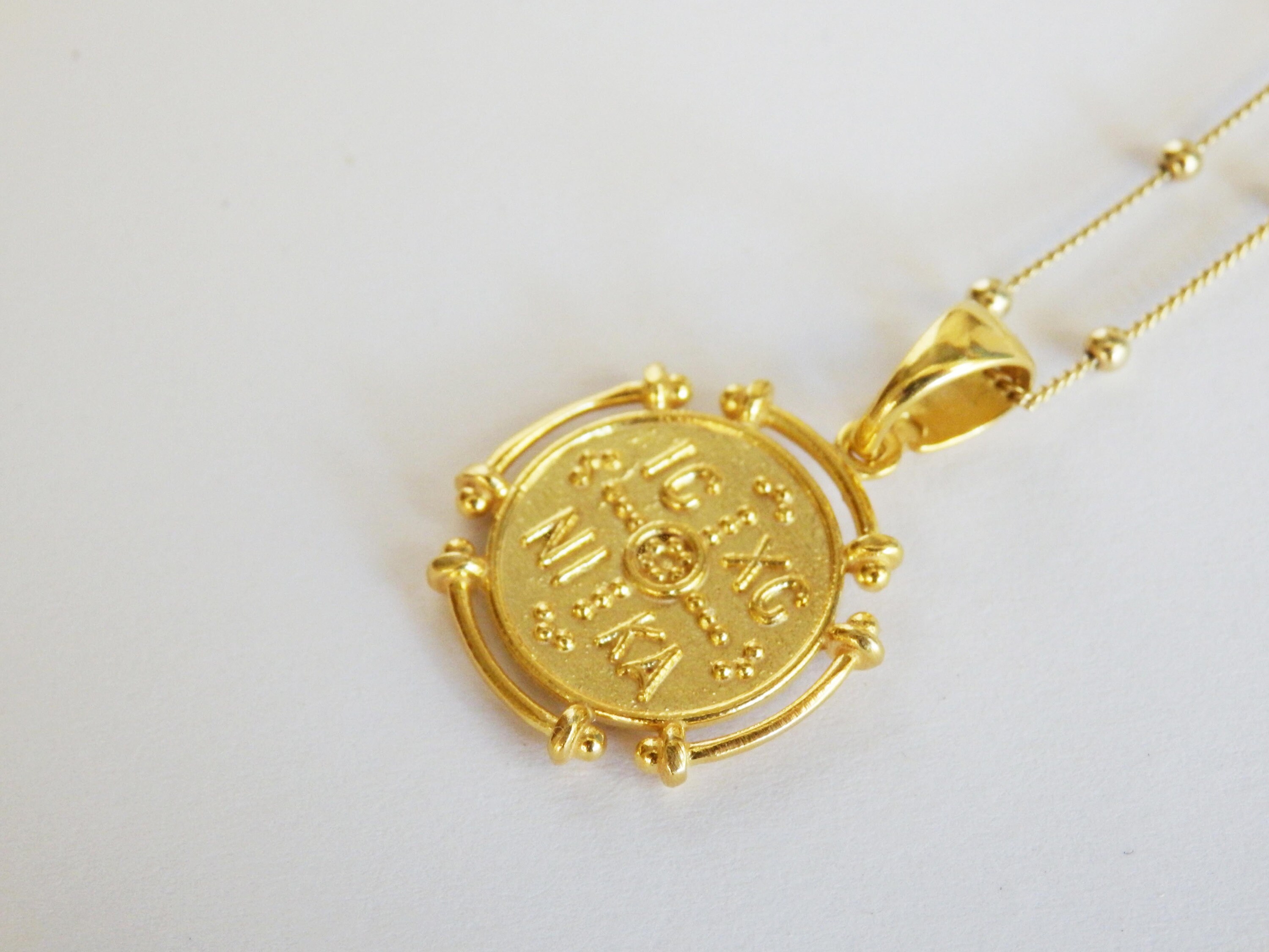 Constantine Talisman Made of 925 Silver, Gold Medallion Greek Pendant ...