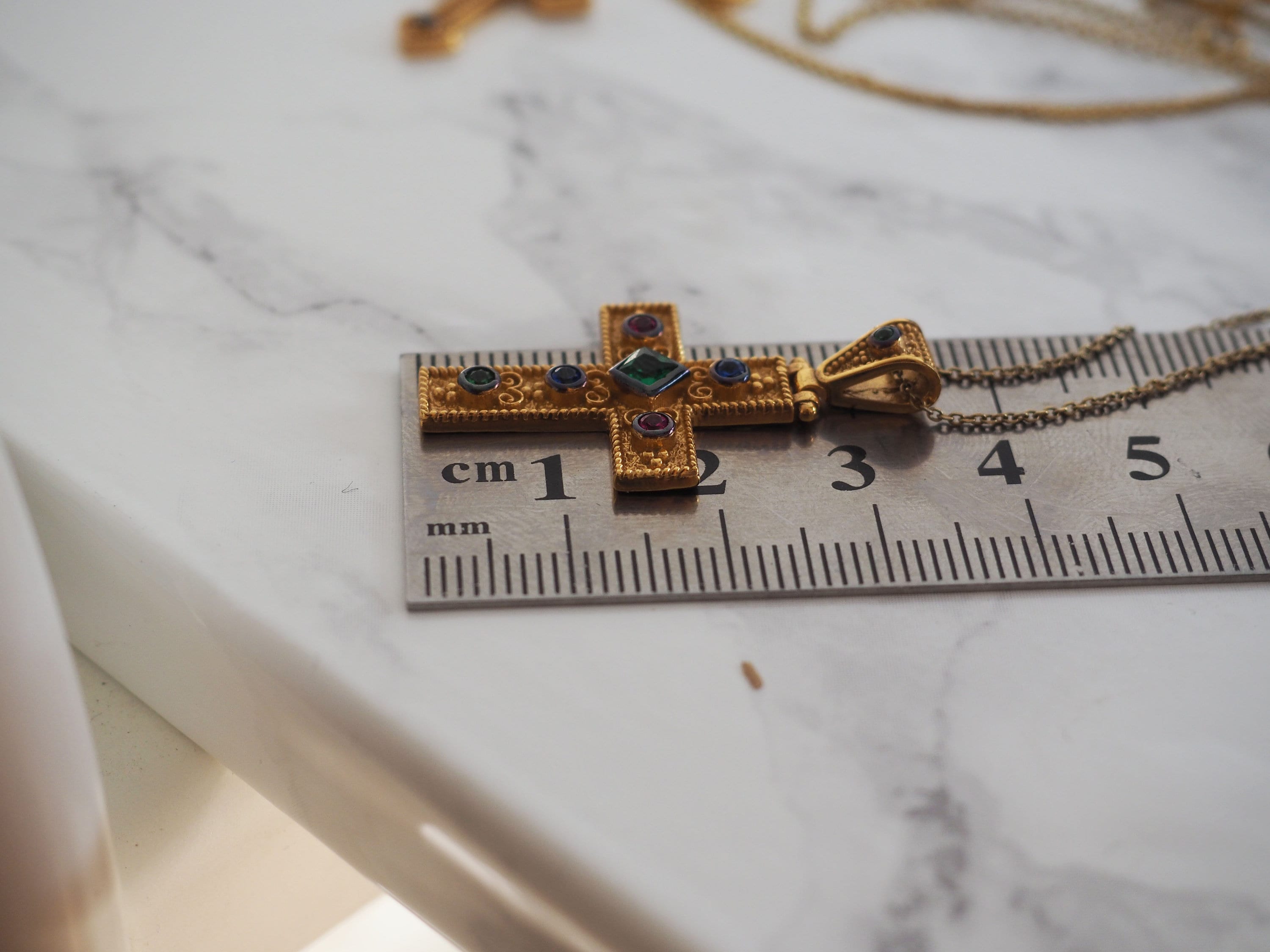 Gold Orthodox Byzantine Cros With Ruby Emerald Sapphire, Ancient Greek ...