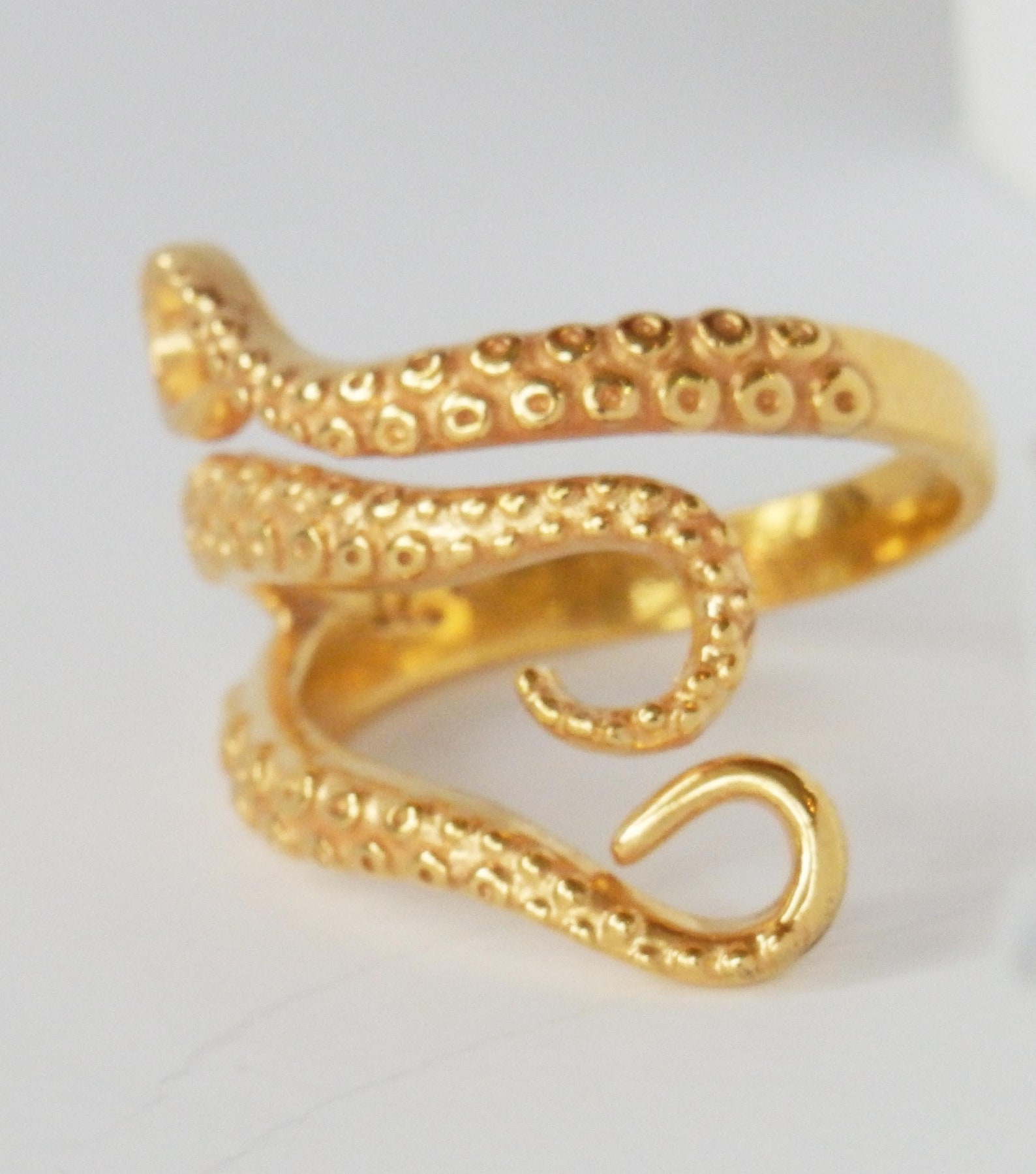 Gold Octopus Ring Tentacle Wicked Ring Adjustable Sterling - Etsy