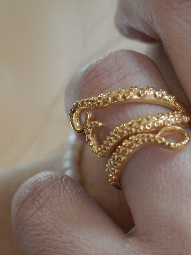 Gold Octopus Ring Tentacle Wicked Ring Adjustable Sterling - Etsy